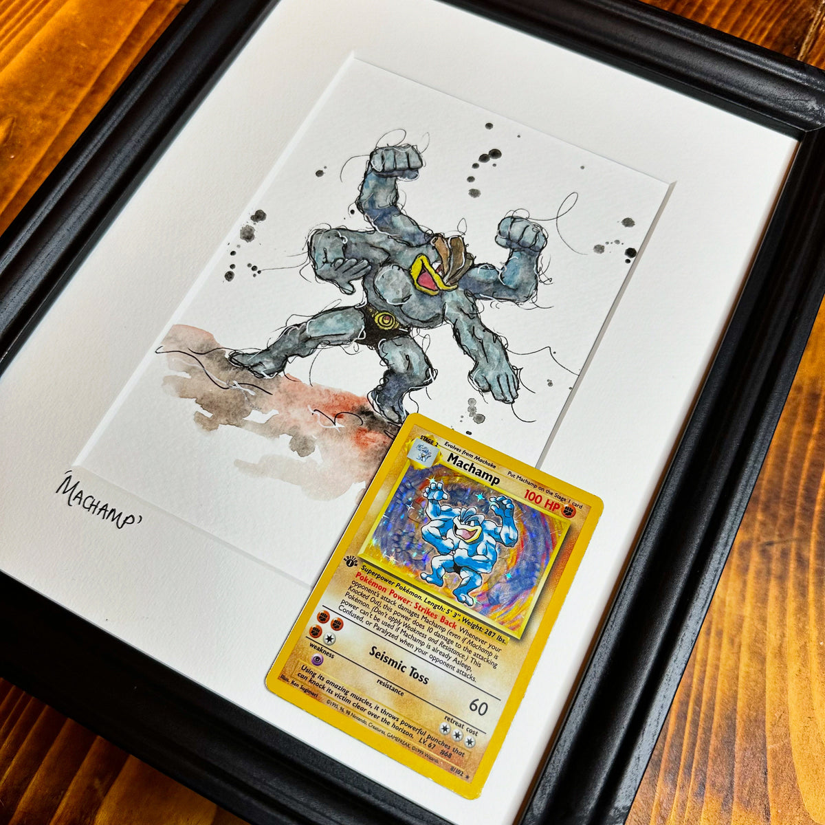 Machamp - Original Watercolour With 1995 Pokèmon Card – Halewood ...